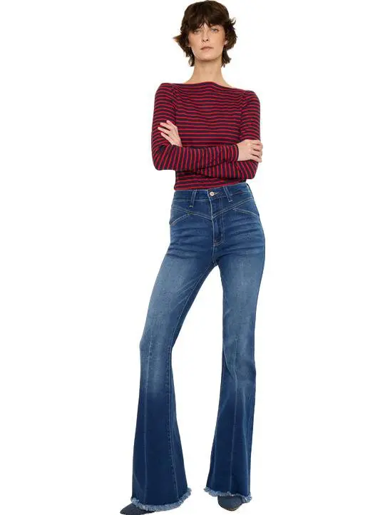 KANCAN Ashton High-rise Flare Stretch Jeans - Medium Wash