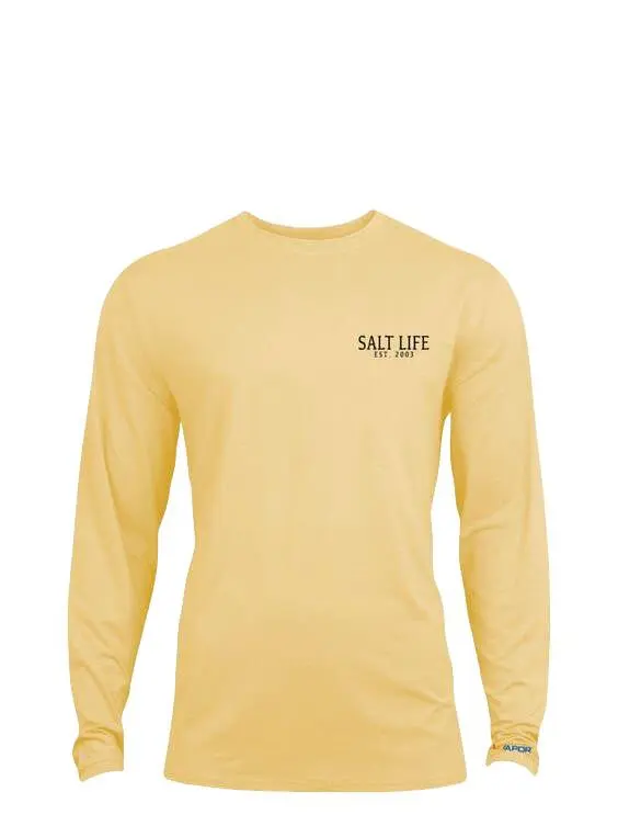 SALT LIFE American Quiver Long Sleeve Performance Shirt - Golden Haze Heather