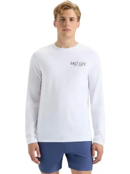 SALT LIFE American Quiver Long Sleeve Performance Shirt - White