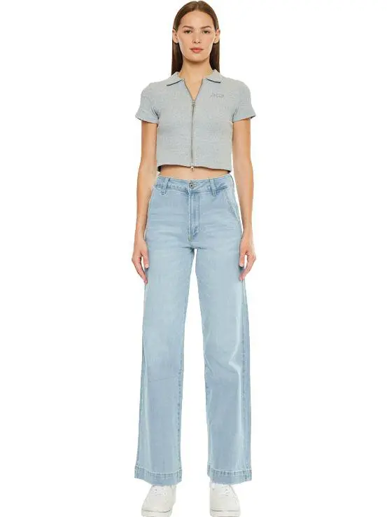 KANCAN Celine Ultra High-rise Wide-leg Jeans - Light Wash