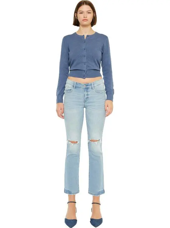 KANCAN Mid-rise Kick Flare Jeans - Light Wash