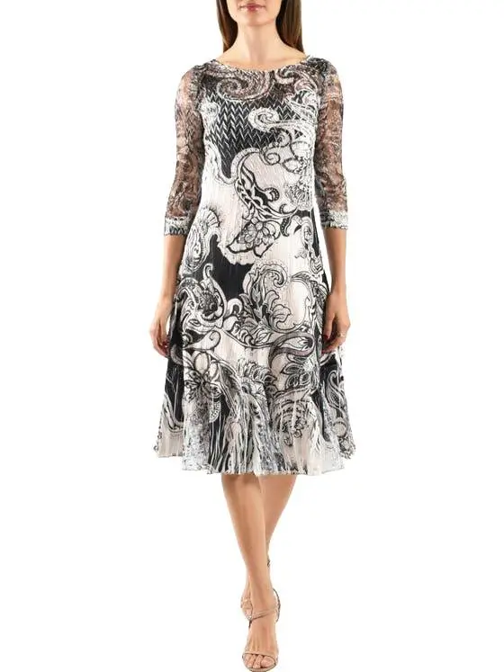 Komarov Lace & Charmeuse Cocktail Dress - Paisley Grove