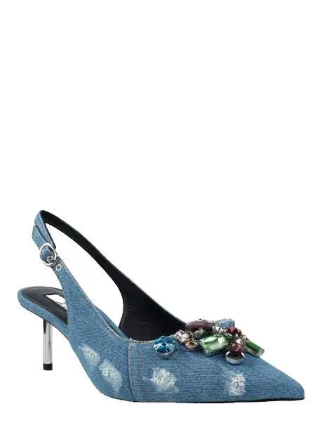 ZIGI Rossy Pointed Toe Slingback Pumps - Denim