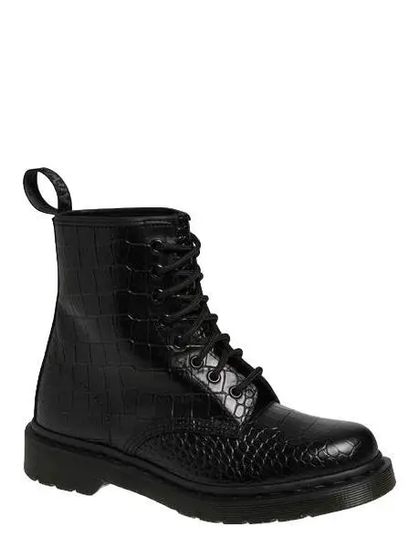 Dr. Martens 1460 Croc Embossed Combat Boot - Black