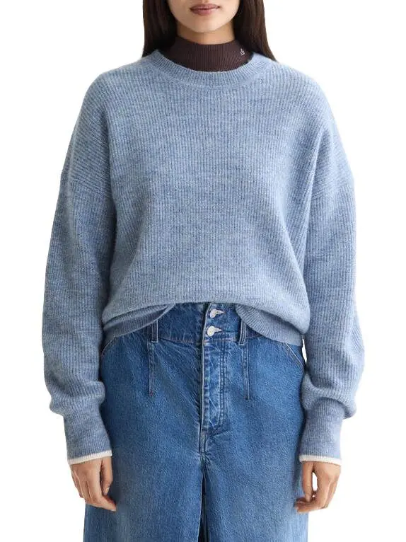 Scotch & Soda Relaxed Fit Crewneck Sweater - Faded Denim Melange