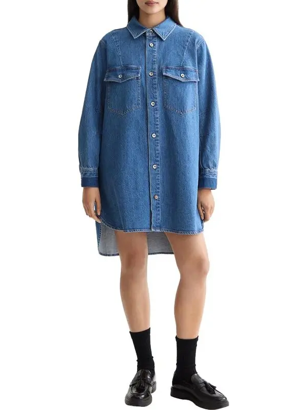 Scotch & Soda Long Sleeve Washed Denim Mini Shirt Dress - Art From The Heart