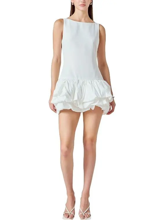 Endless Rose Bubble Hem Bodysuit Minidress - Ivory