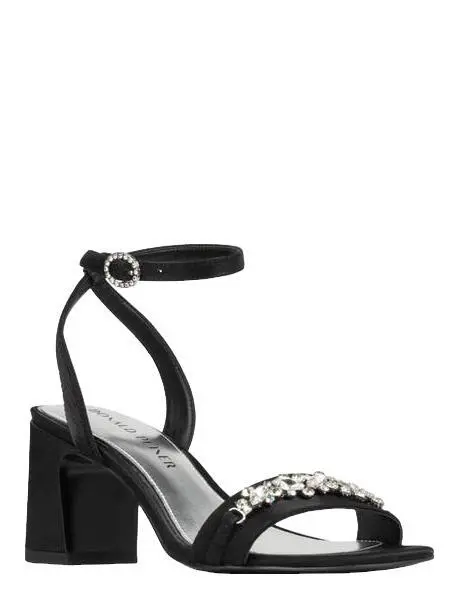 DONALD PLINER Crystal Ankle Strap Sandal - Black