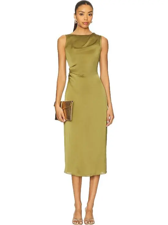 Theory Shoulder Drape Dress - Olive
