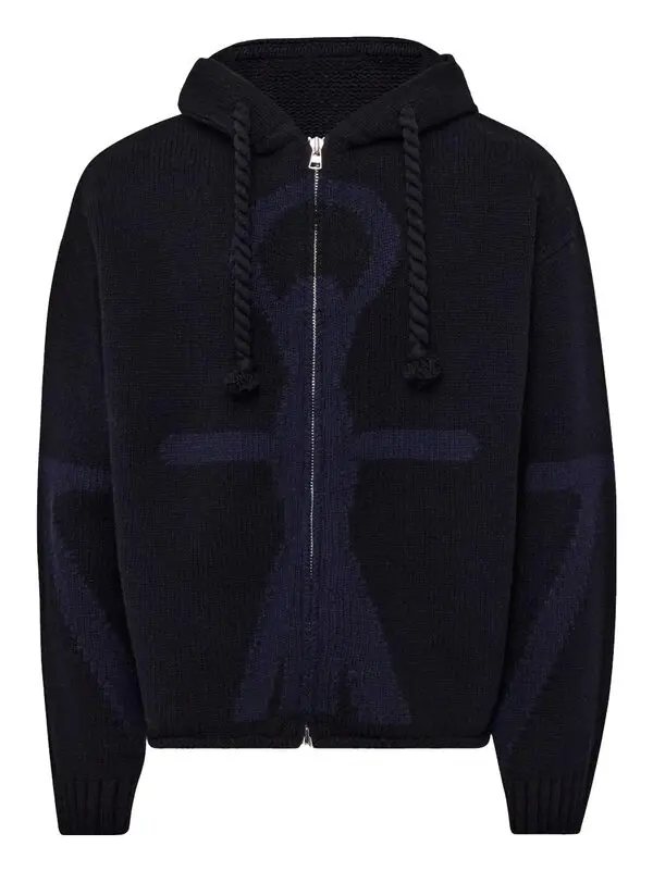 JW Anderson Hooded Zip-up Sweatshirt - Black