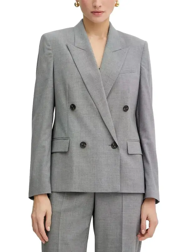 BOSS Double-breasted Wool Blazer - Grey