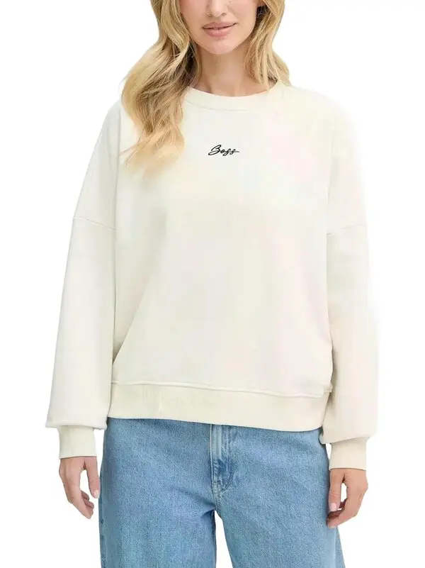 BOSS Crew Neck Sweatshirt With Embroidered Logo - Neutrals