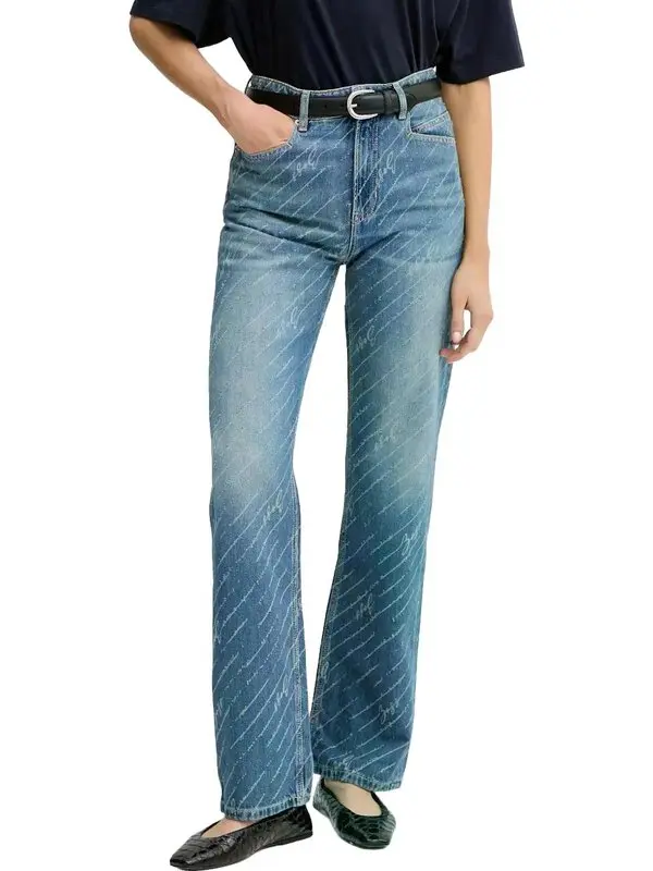 BOSS Logo-print Straight-leg Jeans - Blue