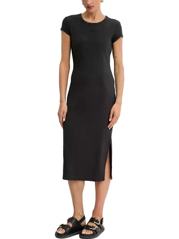 Hugo Boss Ribbed Open-back Midi Dress - Black