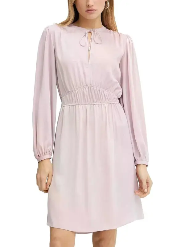 Hugo Boss Tie-neck Smocked Midi Dress - Pink