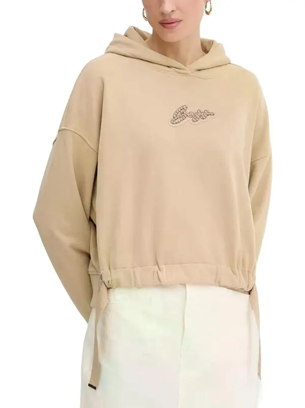 BOSS Embellished-logo Hoodie - Neutrals