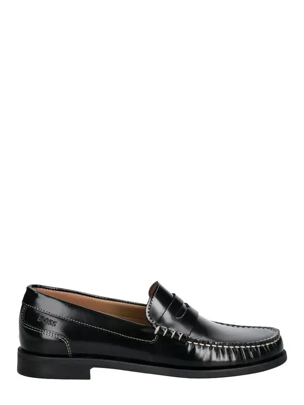 BOSS Penny Leather Loafers - Black