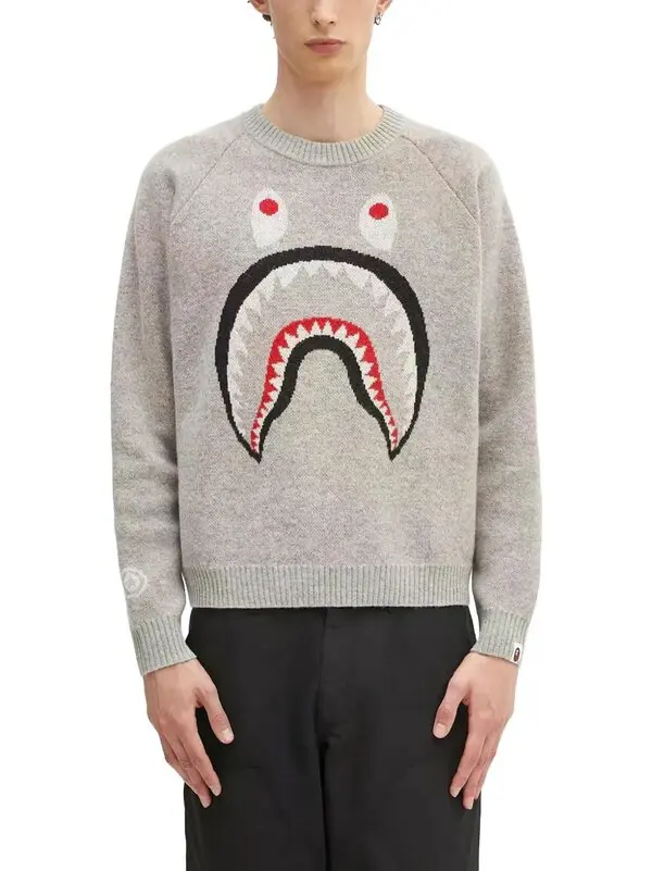 A BATHING APE Shark Raglan Sweater - Grey