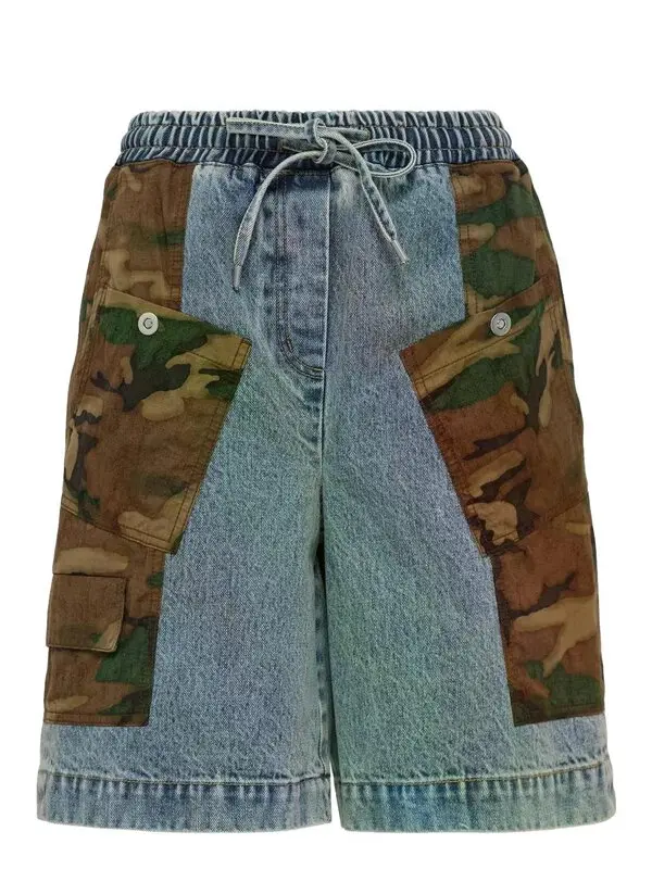 3.1 Phillip Lim Camouflage-panel Denim Shorts - Blue