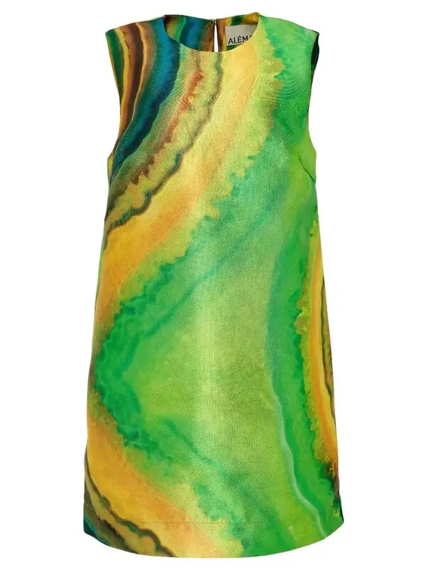 ALEMAIS Printed Mini Dress - Green