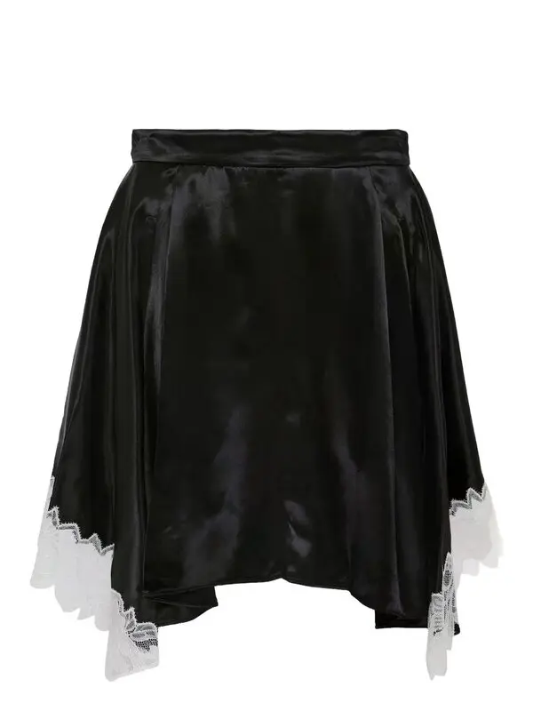 3.1 Phillip Lim Satin A-line Skirt With Lace Trim - Black