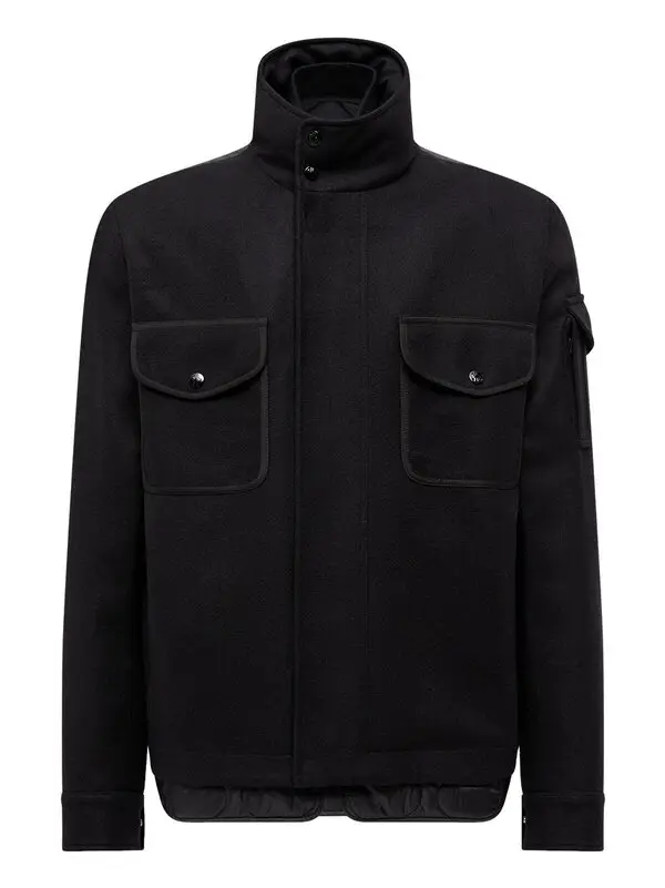 Moncler Avoine Wool Short Down Jacket - Black