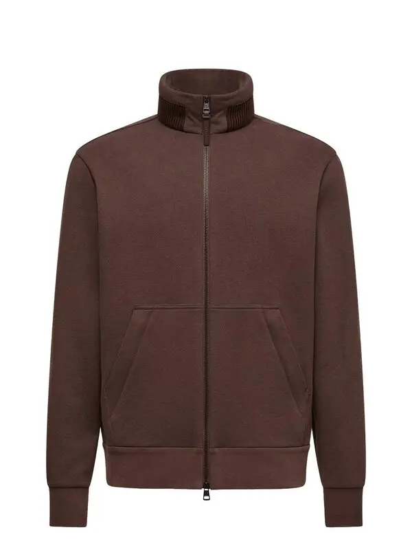 Moncler Cotton & Cashmere Zip-up Sweatshirt - Beige