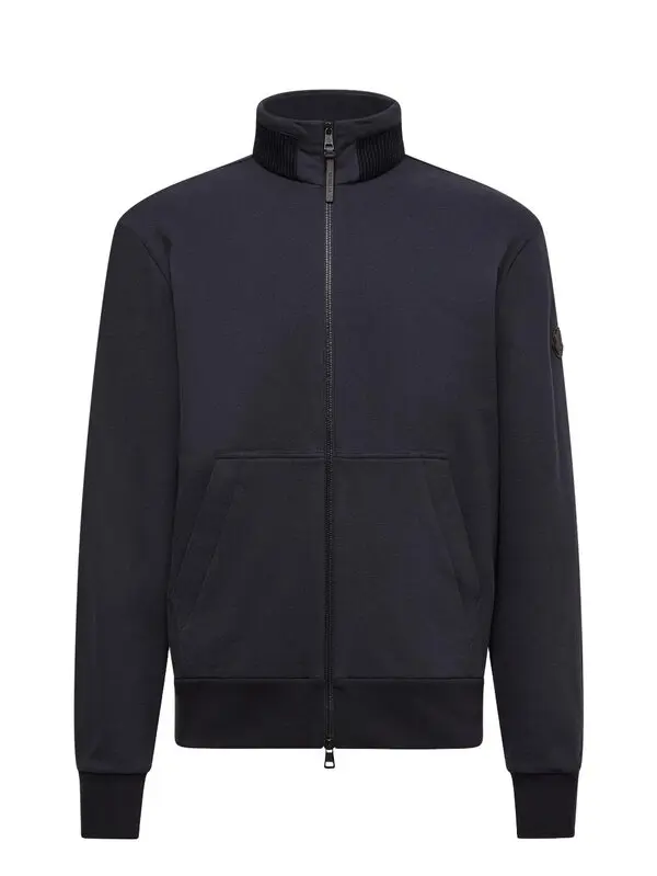 Moncler Cotton & Cashmere Zip-up Sweatshirt - Blue