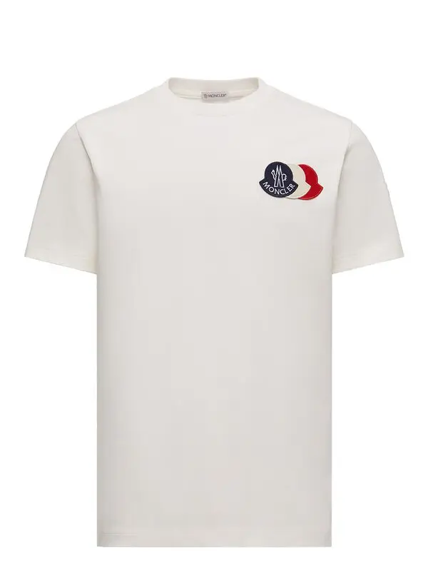 Moncler Embroidered Tricolor Logo Cotton T-shirt - White
