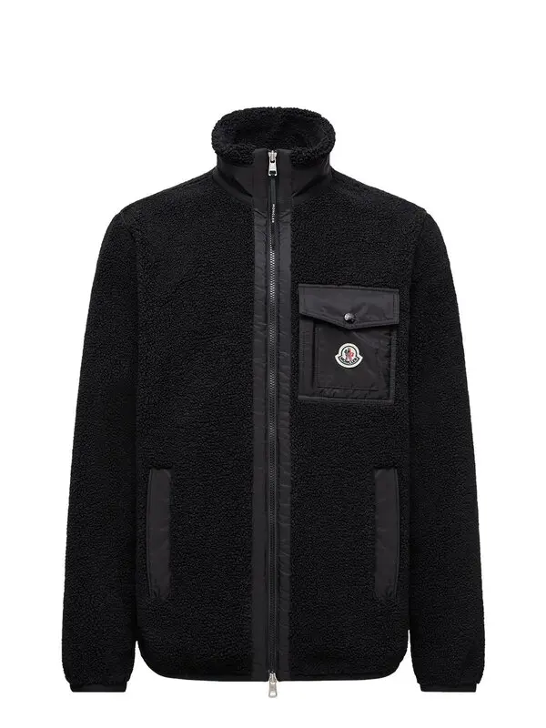 Moncler Teddy Zip-up Sweatshirt With Pocket - Black