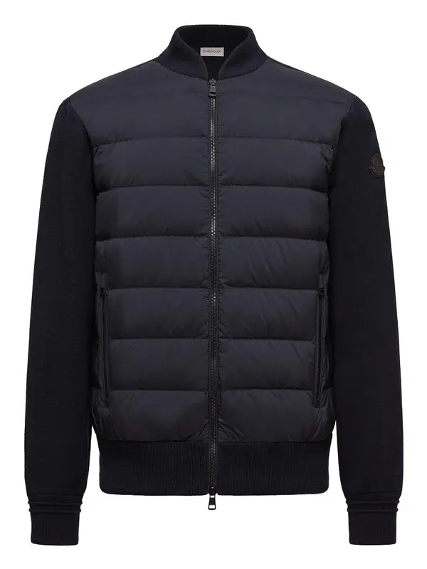 Moncler Padded Wool Zip-up Cardigan - Blue