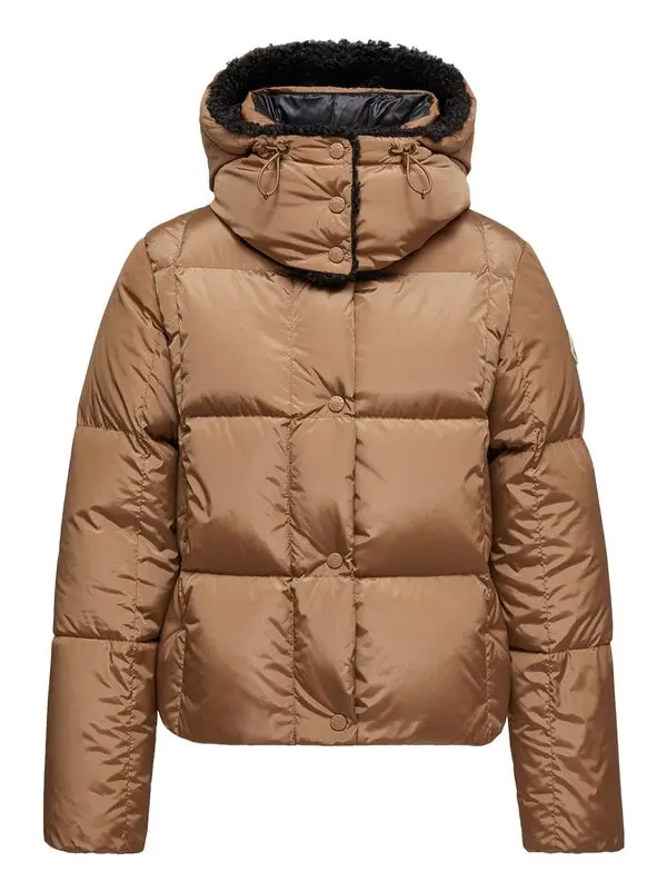 Moncler Castelnou Square-quilted Hooded Down Jacket - Beige
