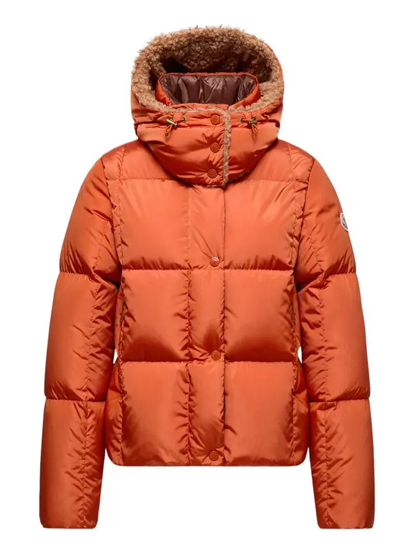 Moncler Castelnou Square-quilted Hooded Down Jacket - Orange