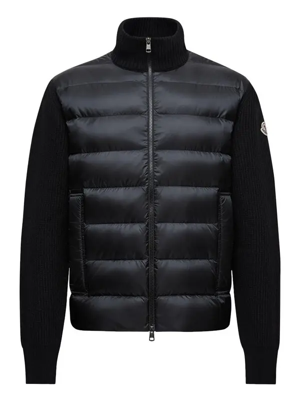 Moncler Padded Wool & Cashmere Zip-up Cardigan - Black