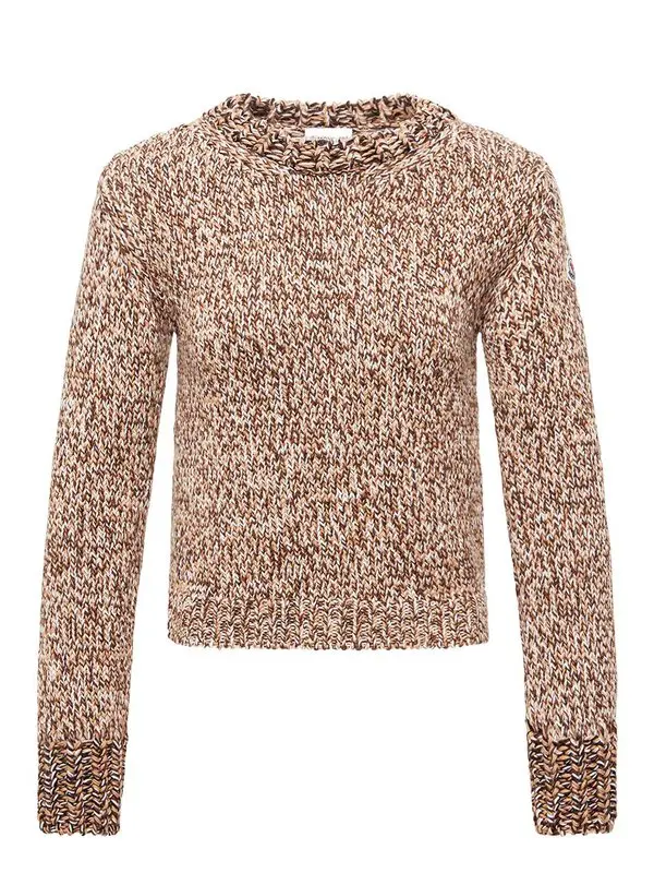 Moncler Mouliné Wool Crew Neck Sweater - Brown
