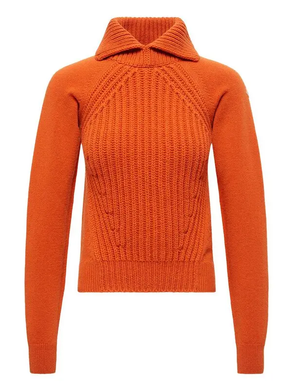 Moncler High Collar Wool And Cashmere Sweater - Orange