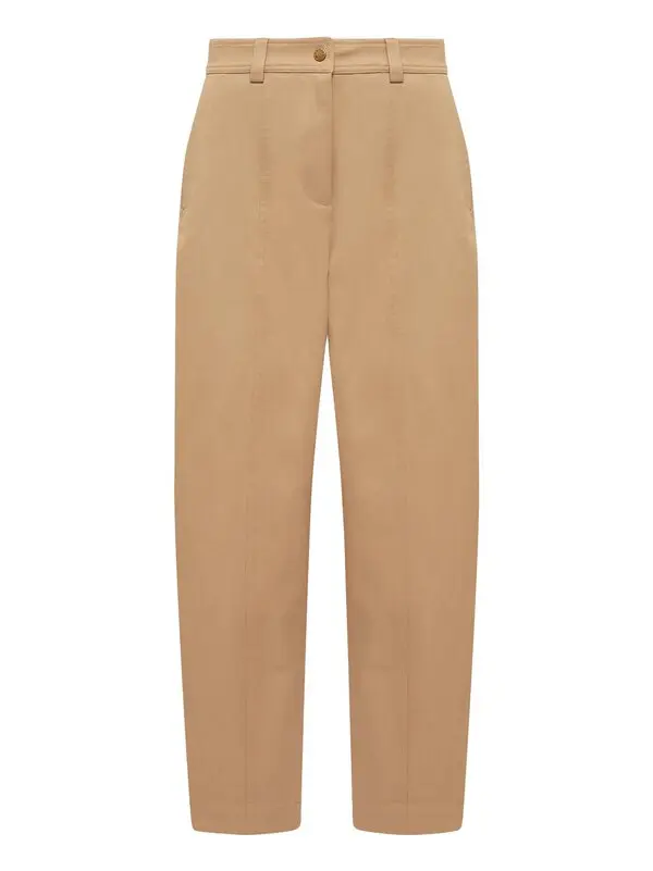 Moncler Straight Leg Cotton Gabardine Trousers - Beige