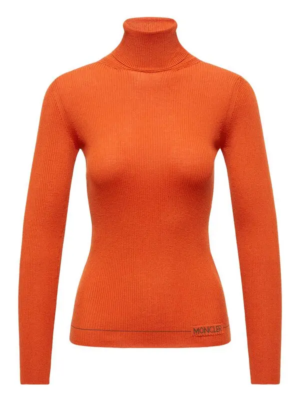 Moncler Logo Wool Turtleneck Sweater - Orange