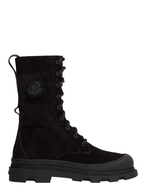 Moncler Vera High Suede Lace-up Boots - Black