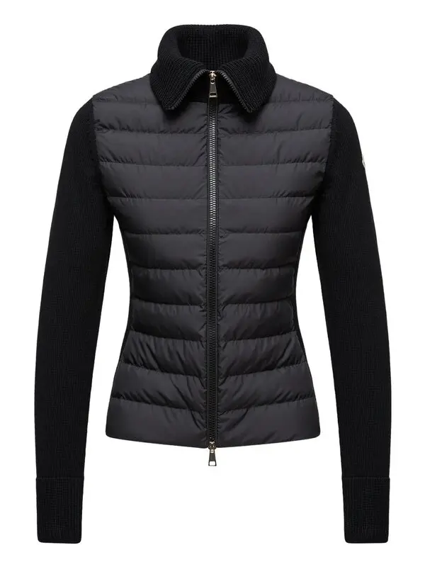 Moncler Padded Wool Zip-up Cardigan - Black