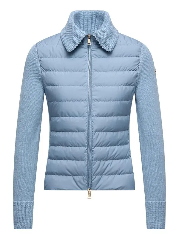 Moncler Padded Wool Zip-up Cardigan - Blue