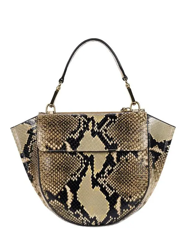 WANDLER Hortensia Mini Leather Bag - Beige Python