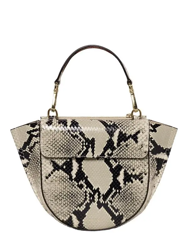 WANDLER Hortensia Mini Leather Bag - Black/white Python