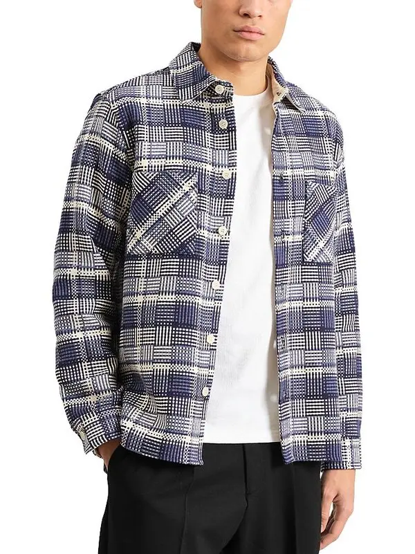 WAX LONDON Whiting Overshirt - Blue/ecru