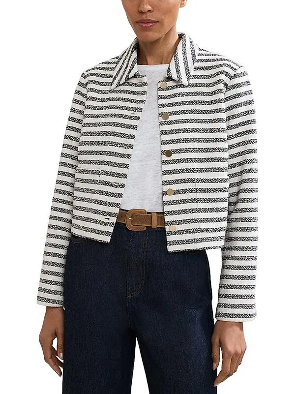 PHASE EIGHT Striped Jacket - Navy/ivory