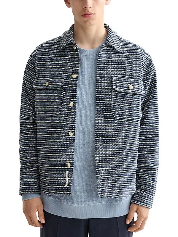 Scotch & Soda Striped Overshirt - Blue Stripe