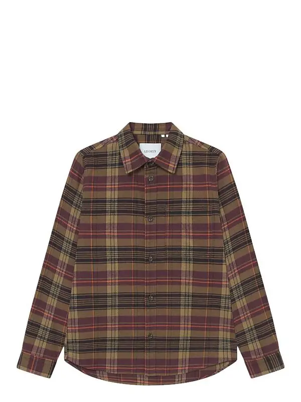 LES DEUX Lennon Check Overshirt - Fudge