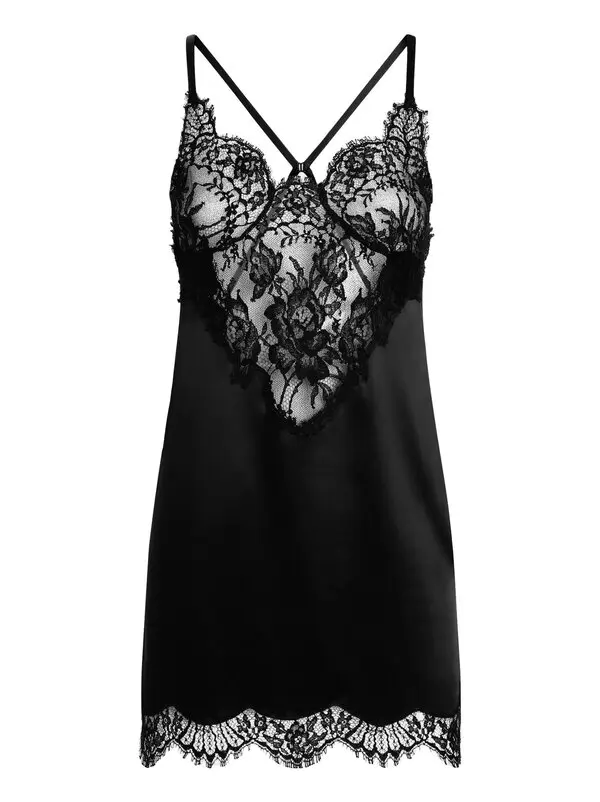 Dolce & Gabbana Satin And Lace Slip - Black