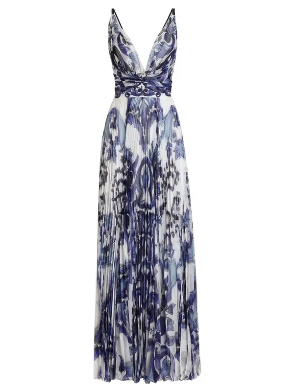 Dolce & Gabbana Majolica-print Chiffon Dress - Blue