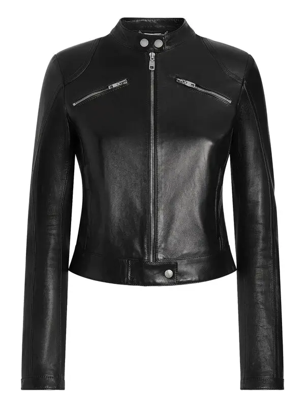 Dolce & Gabbana Leather Biker Jacket - Black